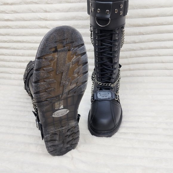 Demonia | Shoes | Combat Biker Boots Black Matte Lightning Bolt Tread ...